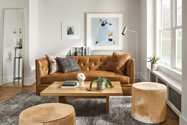 Room and board leather ottoman store